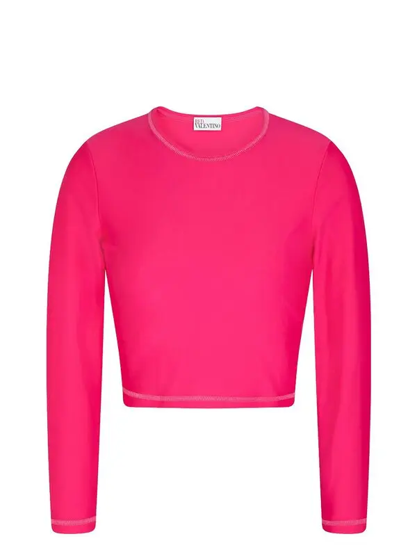 Red Valentino Cropped Stretch-jersey Top - Bright Pink