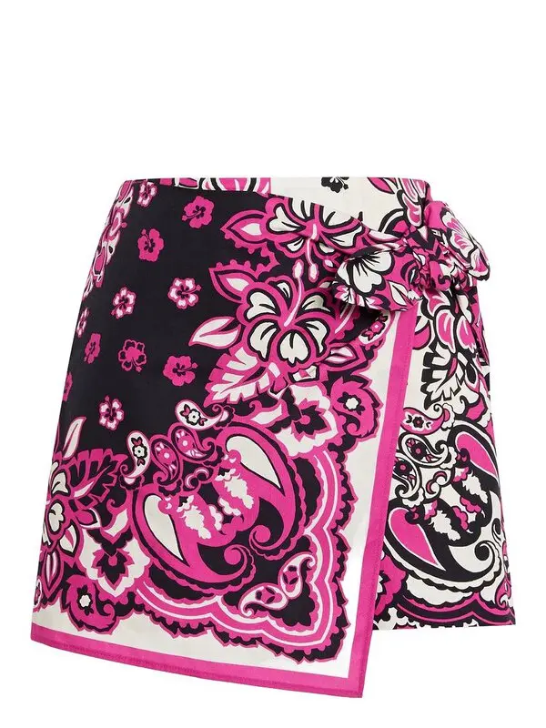 Red Valentino Floral-print Cotton-broadcloth Skirt-style Shorts - Fuchsia