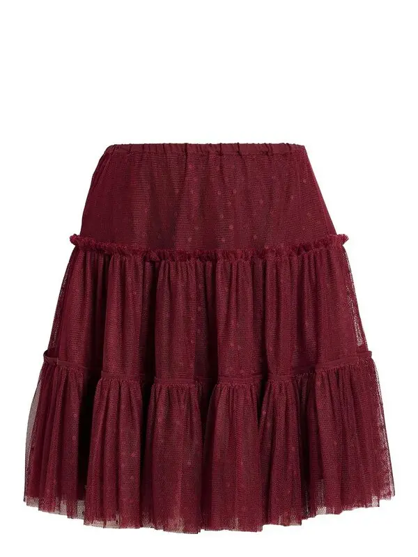 Red Valentino Point D'esprit Mini Skirt - Burgundy