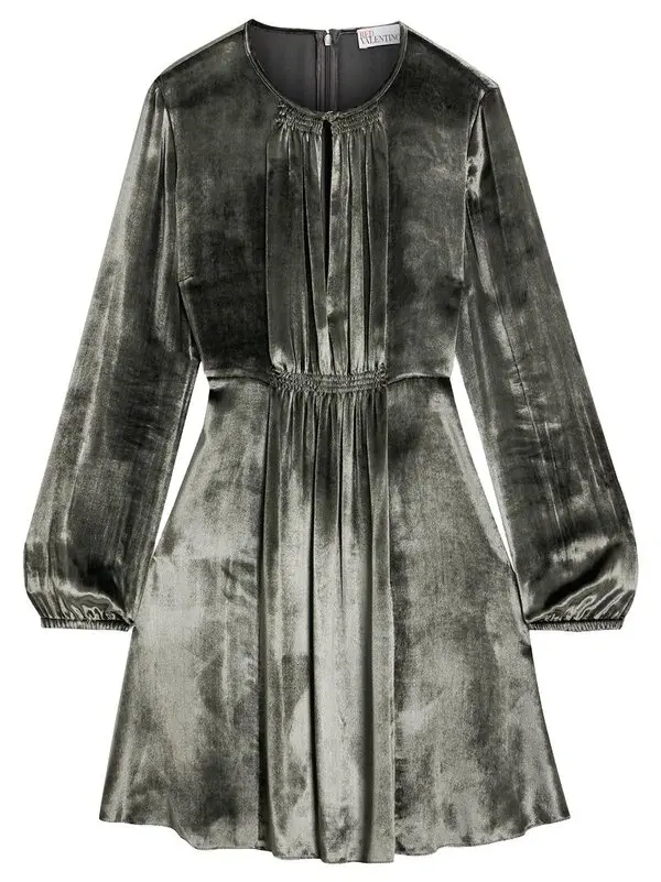 Red Valentino Cutout Velvet Mini Dress - Gunmetal