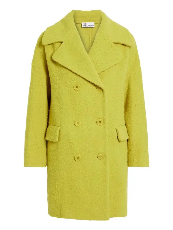 Red Valentino Double-breasted Bouclé Wool Coat - Lime Green