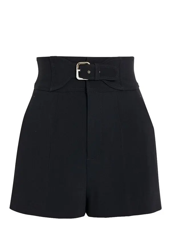 Red Valentino Belted Crepe Shorts - Black