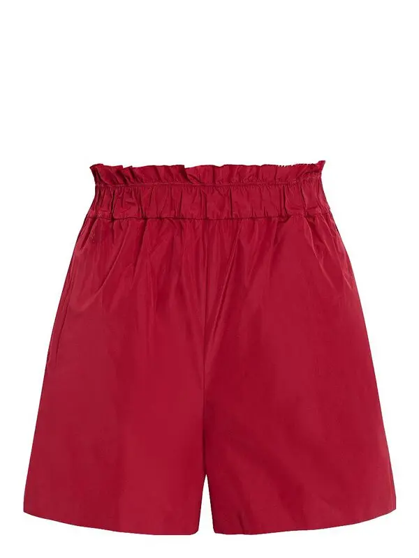 Red Valentino Ruffled Taffeta Shorts - Crimson
