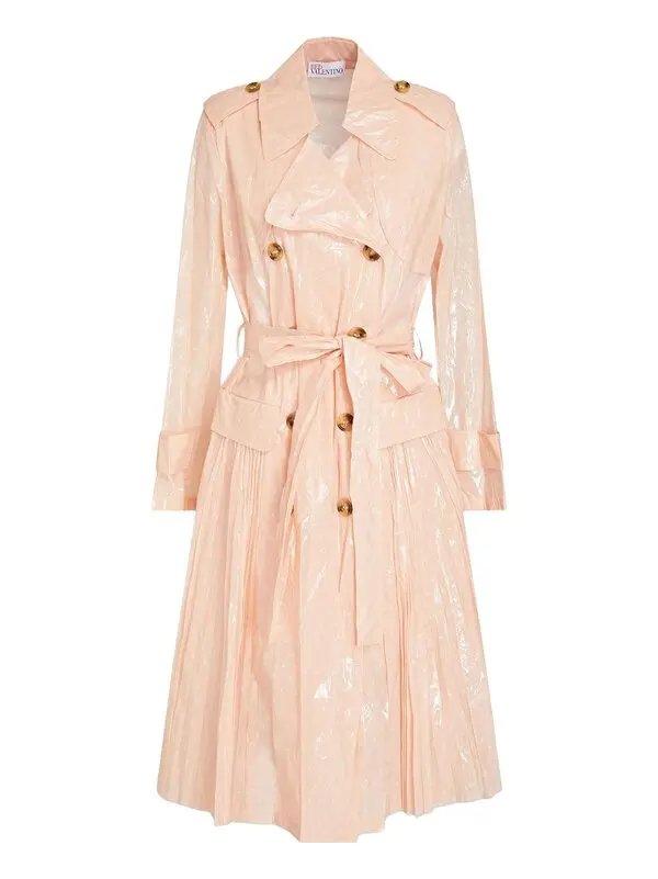 Red Valentino Coated Point D'esprit Trench Coat - Blush