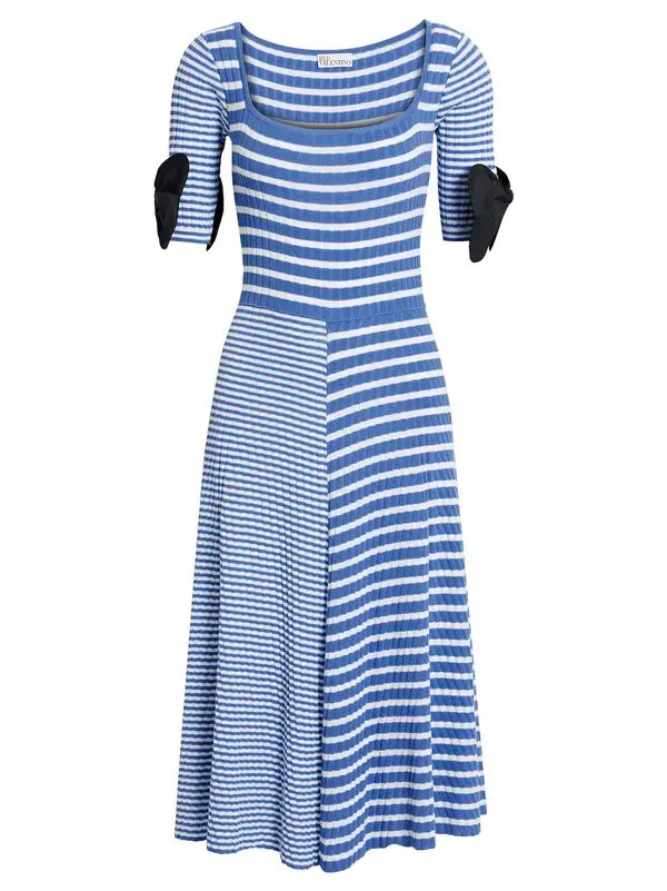 Red Valentino Striped Knit Midi Dress - Blue