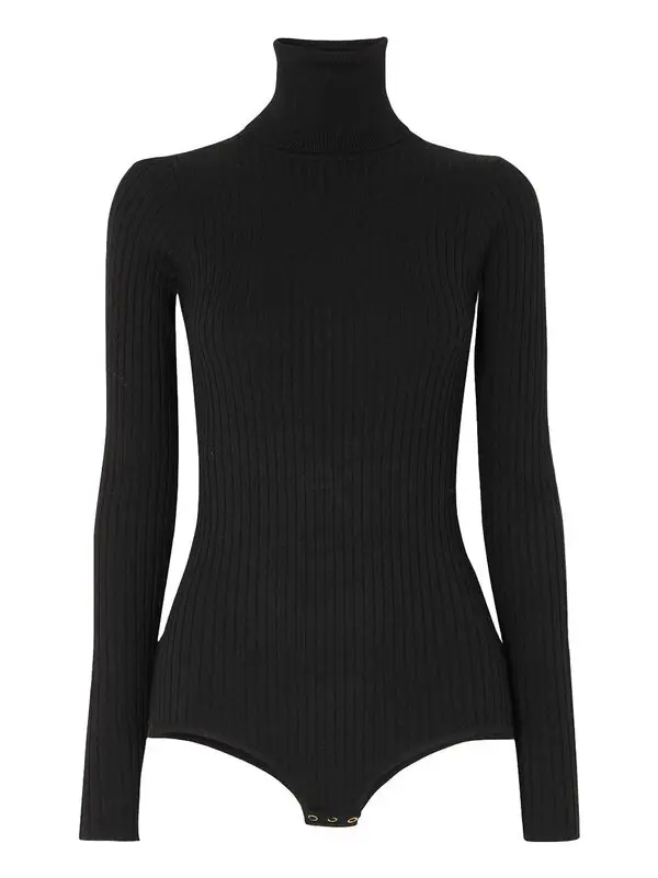 Dodo Bar Or Lewis Crystal-embellished Cutout Ribbed-knit Bodysuit - Black