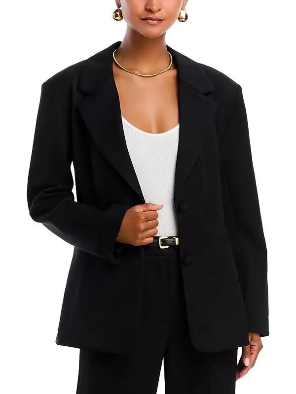 Aqua Cinch Waist Two-button Blazer - Black