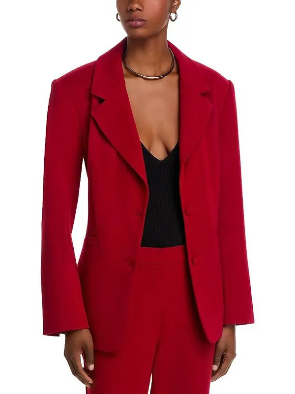 Aqua Cinch Waist Two-button Blazer - Dark Cherry
