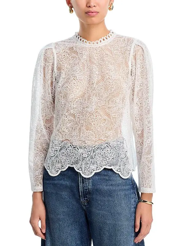 Aqua Lace Long Sleeve Top - White