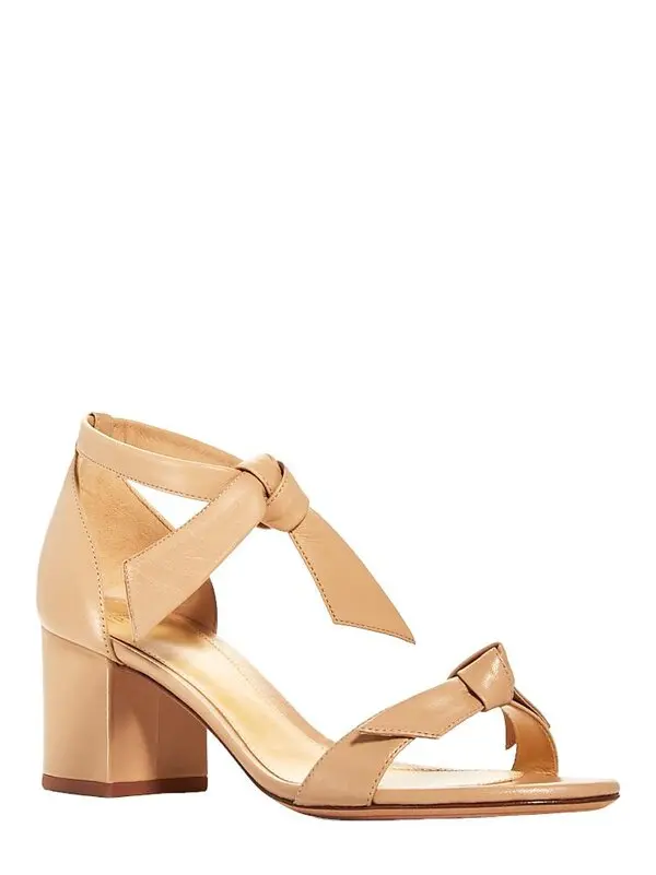 ALEXANDRE BIRMAN Clarita Ankle Tie Block Heel Sandals - Nude