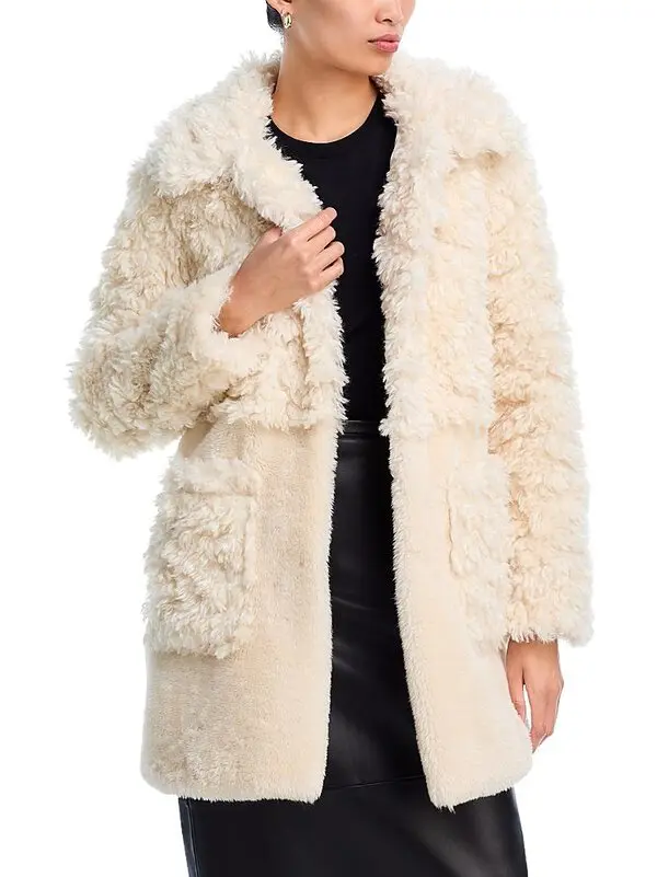 Aqua Teddy Faux Fur Jacket - Cream