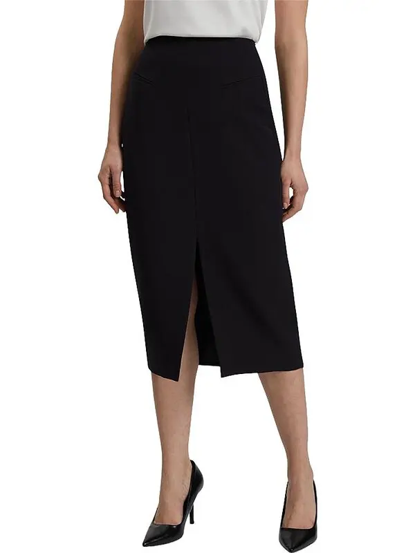 Ted Baker London Tailored Midi Skirt With Slit - Navy