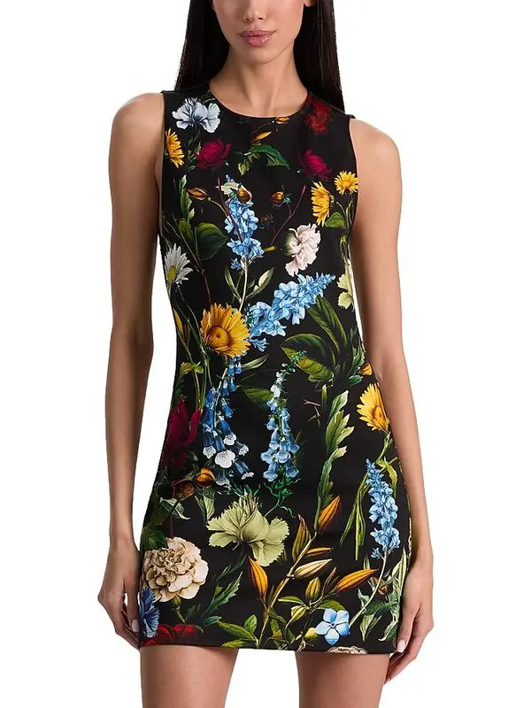 Alice + Olivia Wynell Floral Mini Dress - Social Hour Black