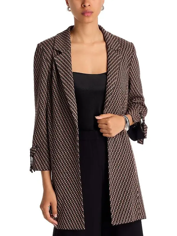 Misook Jacquard Knit Three Quarter Sleeve Jacket - Charmeuse/black