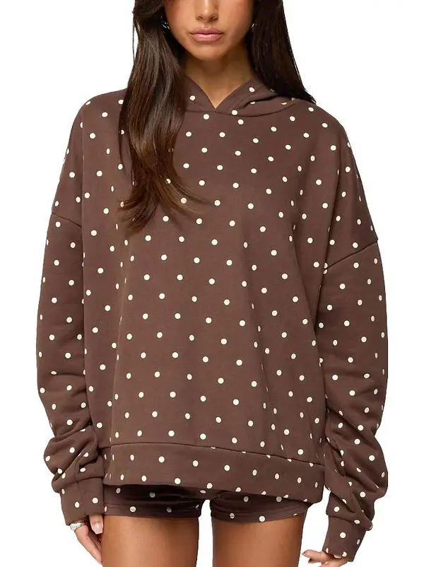 EDIKTED Chelsie Polka Dot Hoodie - Brown