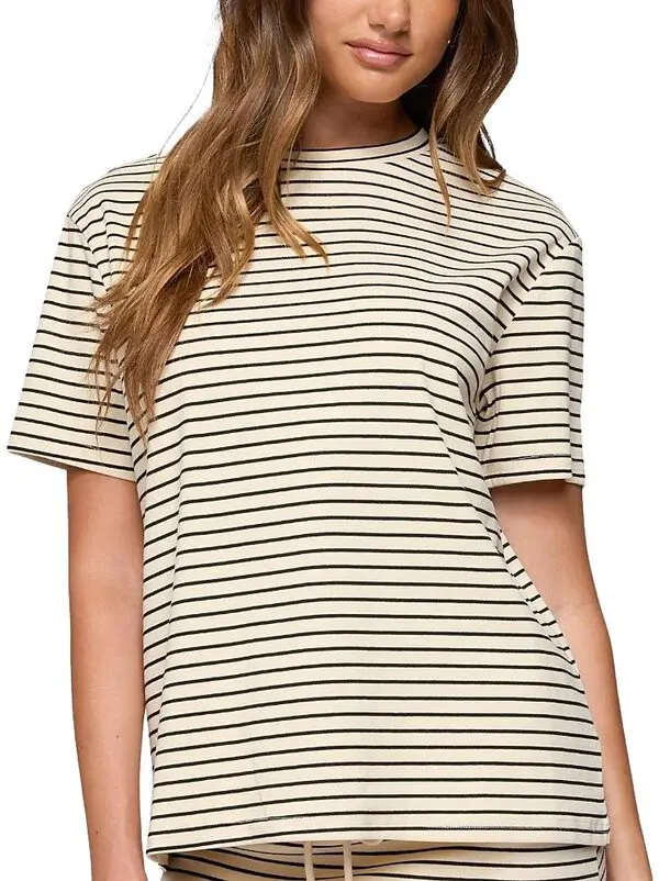 EDIKTED Brena Striped Oversized T-shirt - Cream-and-black