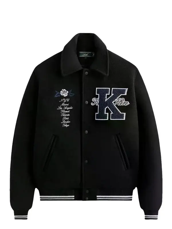 Kith Rose-embroidered Varsity Jacket - Black