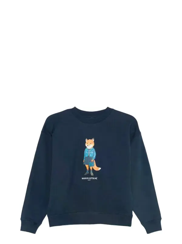 Maison Kitsuné Dressed Fox-print Sweatshirt - Blue