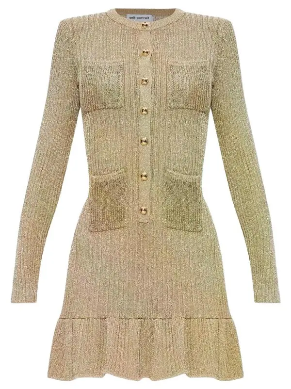 SELF-PORTRAIT Long-sleeve Ruffled Dress - Neutrals