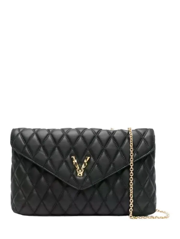 VIA ROMA 15 Quilted Shoulder Bag With Logo Detail - Black