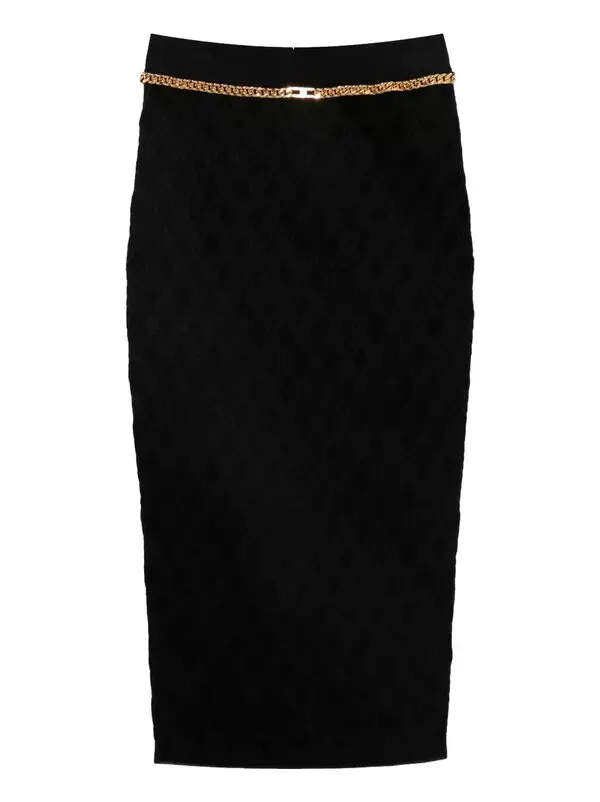 Elisabetta Franchi Chain-embellished Geometric Midi Skirt - Black