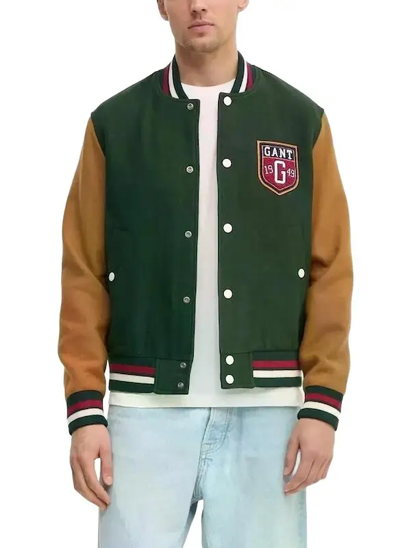 Gant Varsity Embroidered Bomber Jacket - Green