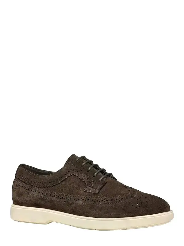 Geox Brogue-detail Suede Derby Shoes - Brown