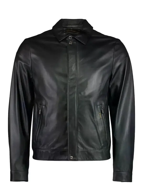 MOORER Zipped-pockets Leather Jacket - Black