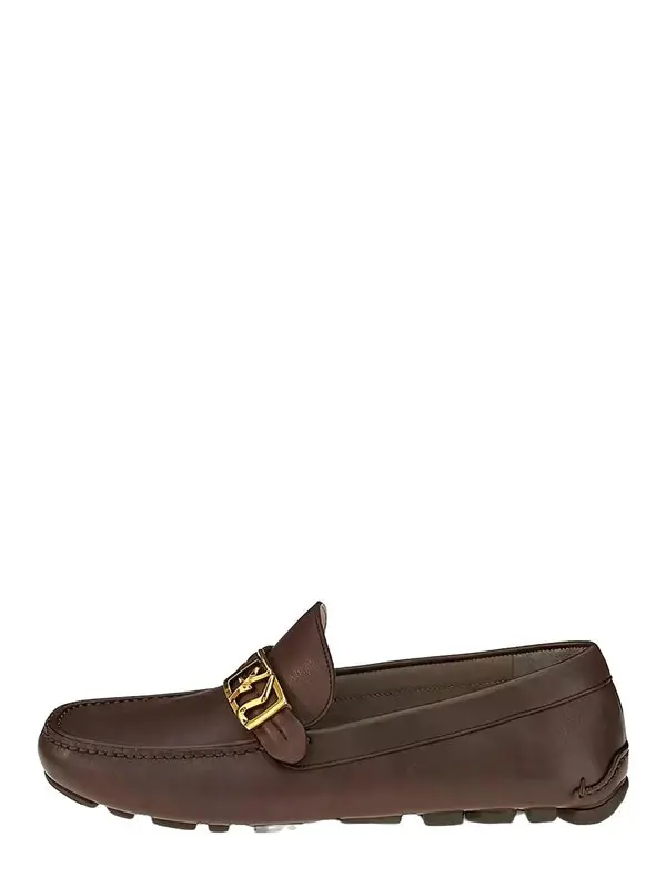 FERRAGAMO Gancini-buckle Leather Loafers - Brown
