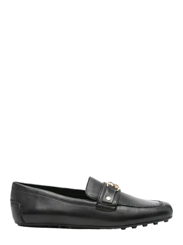 Michael Kors Leather Logo-plaque Loafers - Black
