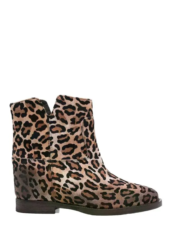 VIA ROMA 15 Leopard-print Calf-leather Ankle Boots - Brown