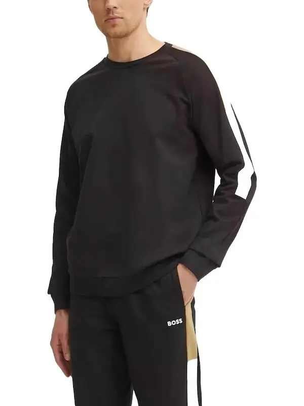 BOSS Raglan-sleeve Sweatshirt With Side Stripe - Black