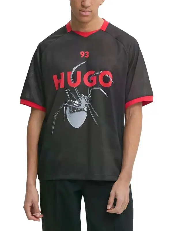 Hugo Boss Spider-print Mesh T-shirt - Black