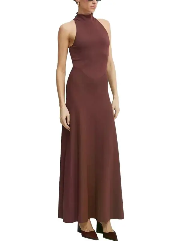 Liviana Conti High-neck Sleeveless Maxi Dress - Brown