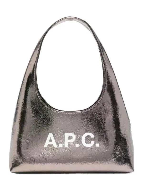 A.p.c. Small Metallic Shoulder Bag With Logo - Silver