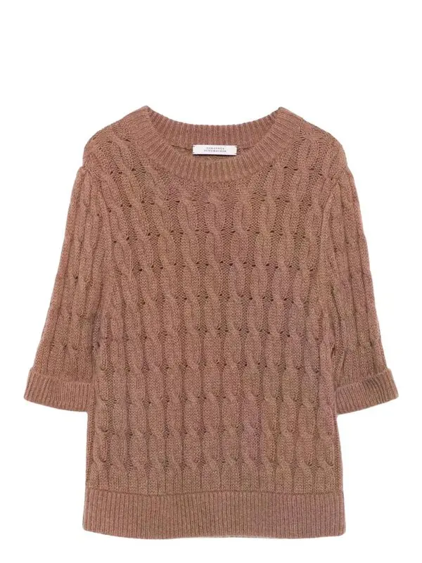 Dorothee Schumacher Cable-knit Short-sleeve Sweater - Brown