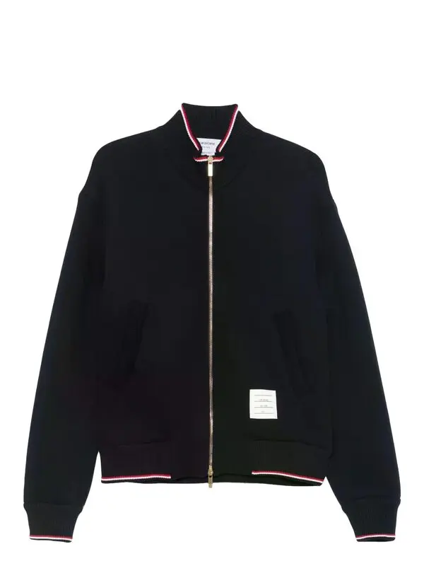 Thom Browne Loopback Oversized Jacket With Stripe Detail - Black