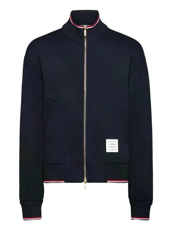 Thom Browne Loopback Oversized Jacket With Stripe Detail - Black