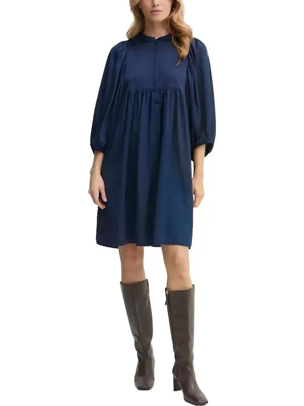 BRUUNS BAZAAR Balloon-sleeve Smock Dress - Blue