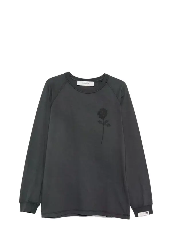 GOLDEN GOOSE Rose-print Raglan T-shirt - Grey