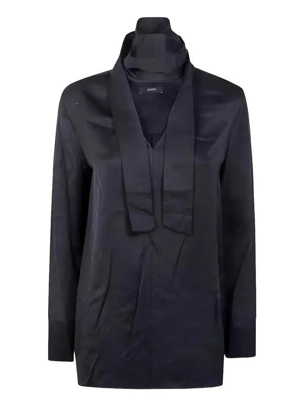 JOSEPH Neck-tie Satin Blouse - Black