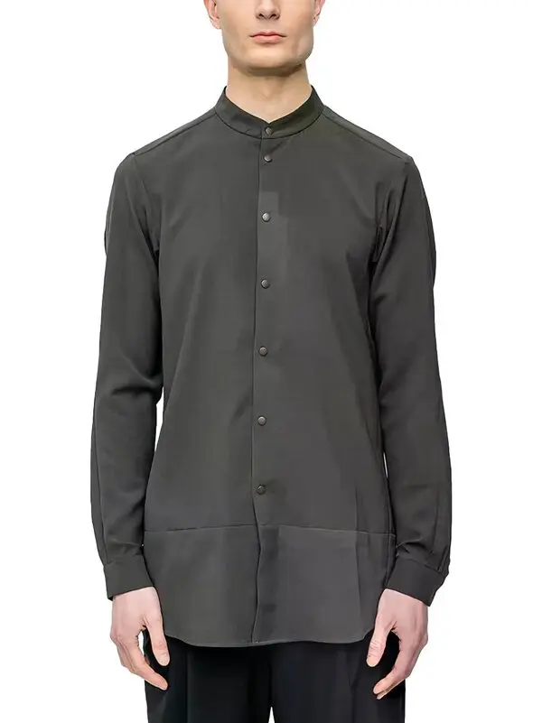 DEVOA Mandarin-collar Button-down Shirt - Grey