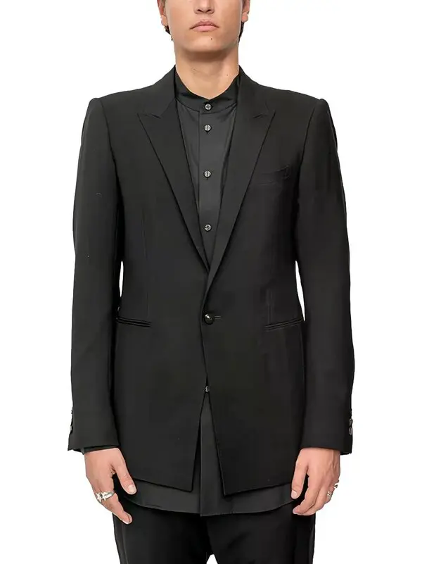 DEVOA Single-button Tailored Suit Jacket - Black