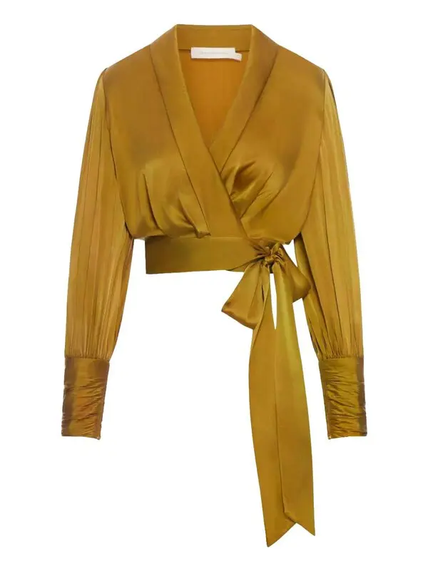 Zimmermann Silk Wrap Top - Yellow