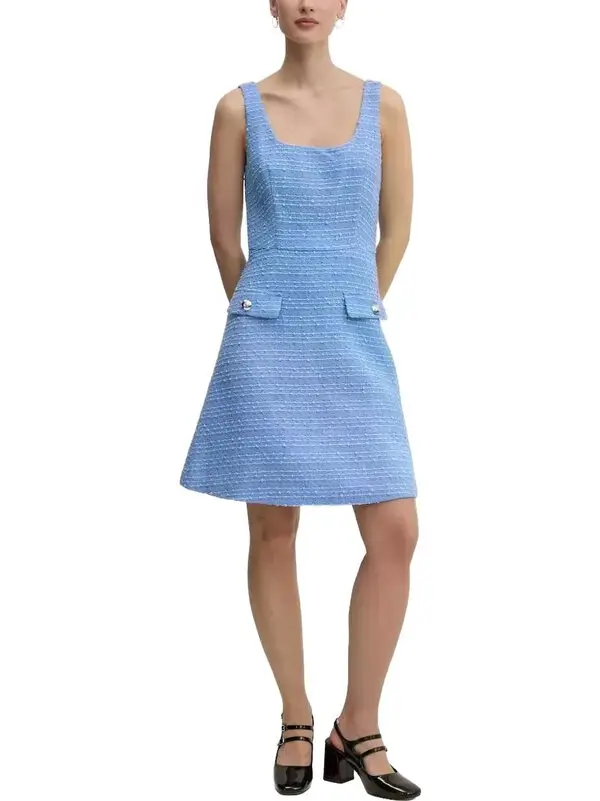 Hugo Boss Tweed Midi A-line Dress - Blue