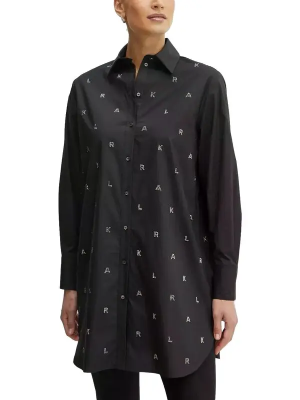 Karl Lagerfeld Organic Cotton Embellished Shirt - Black
