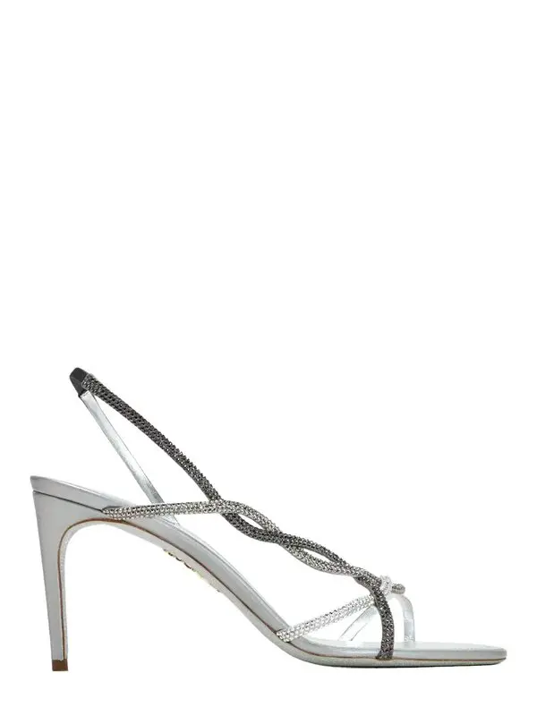 Rene Caovilla 80mm Crystal-embellished Slingback Sandals - Grey