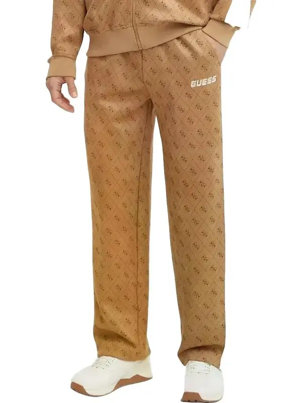 Guess 4g-pattern Side-stripe Track Pants - Neutrals