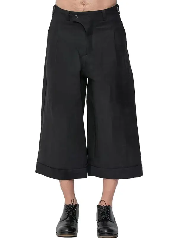 DEVOA Pleated Cuffed Trousers - Black
