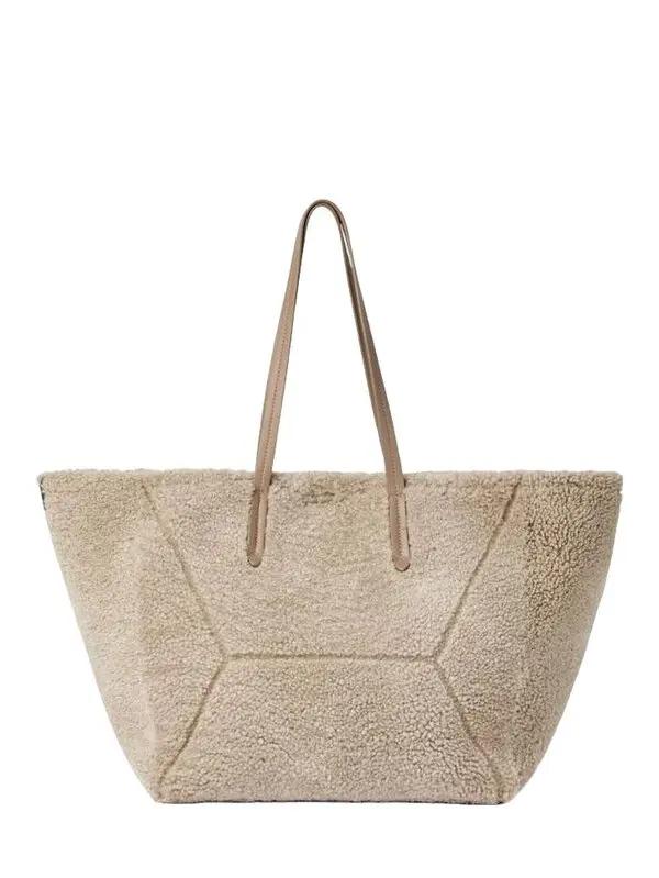 Brunello Cucinelli Shearling Tote Bag - Neutrals